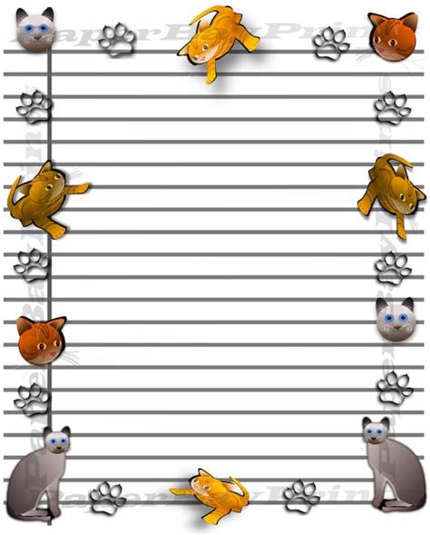 Lined And Unlined Instant Digital Download Journal Paper Watercolor Cat