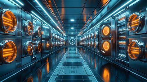 Futuristic Data Center Operations High Tech Facility Digital Infrastructure Neon Environment