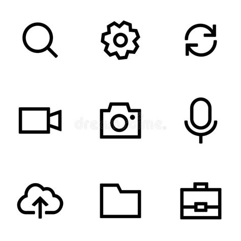set of icons for simple flat style ui design stock vector
