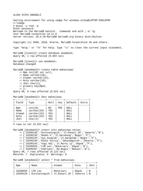 tugas 11 alika syifa ardabili pdf my sql sql