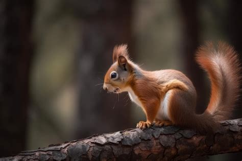 Premium Ai Image Red Squirrel Forest Generate Ai