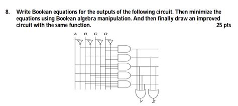 solved 8 write boolean equations for the outputs of the