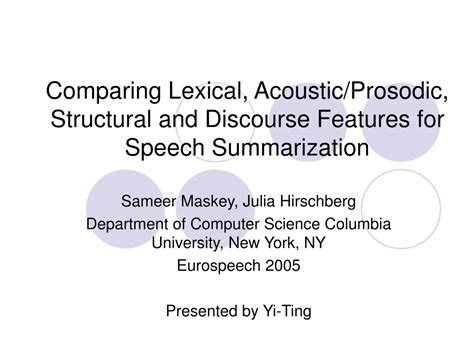 Ppt Comparing Lexical Acousticprosodic Structural And Discourse