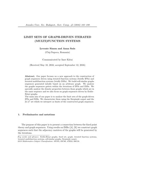 Pdf Limit Sets Of Graph Driven Iterated Multifunction Systems