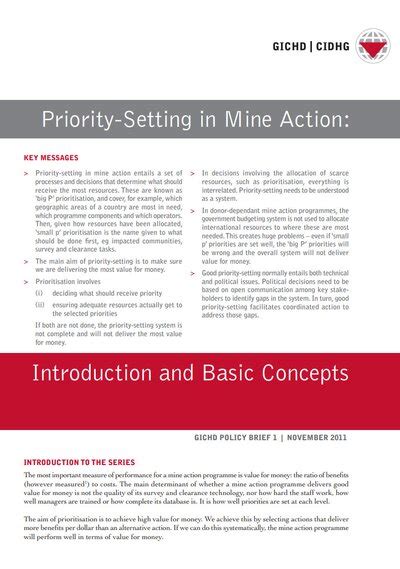 Priority Setting In Mine Action Issue Briefs Gichd