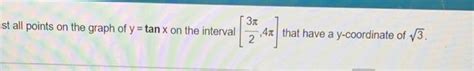 Solved St All Points On The Graph Of Ytanx On The Interval