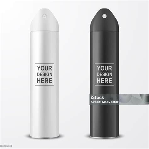 벡터 3d 현실적인 흰색과 검은색 빈 스프레이 수 공기 청정기 병 설정 된 근접 촬영 흰색 배경에 고립 모의 패키지 헤어 스프레이 탈취에 대 한 분무기의 디자인 서식