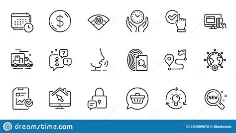 Outline Set Of Dollar Money New Products And Calendar Line Icons For Web Application For