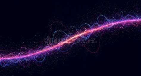 Abstract Glowing Light Beam With Flowing Particles On Dark Background Stock Illustration