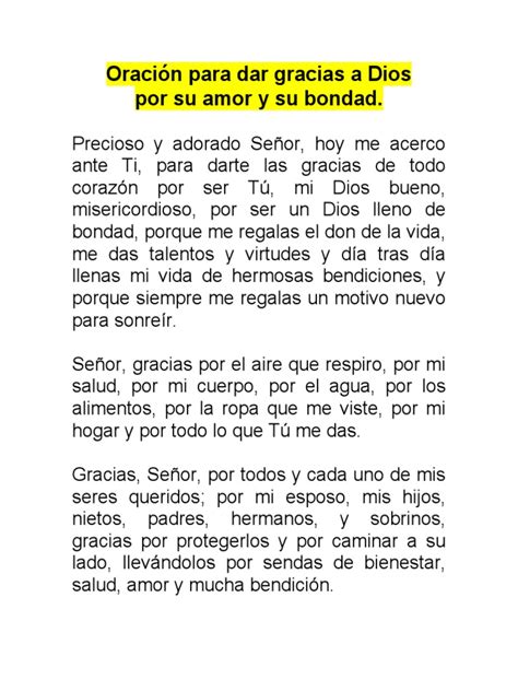Oración Para Dar Gracias A Dios Pdf
