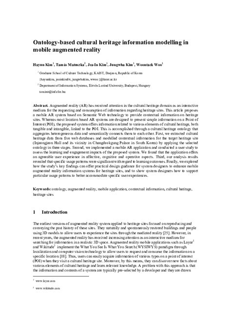 Pdf Ontology Based Cultural Heritage Information Modelling In Mobile