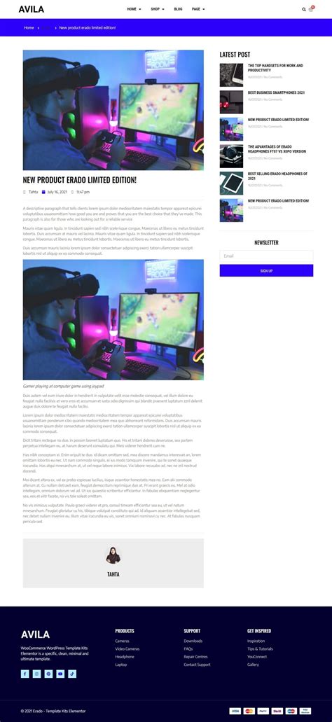 Download Avila Electronic Woocommerce Elementor Template Kit