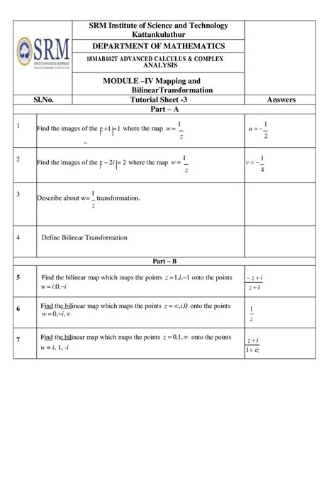 unit 4 analytic function ts 3 srm institute of science and
