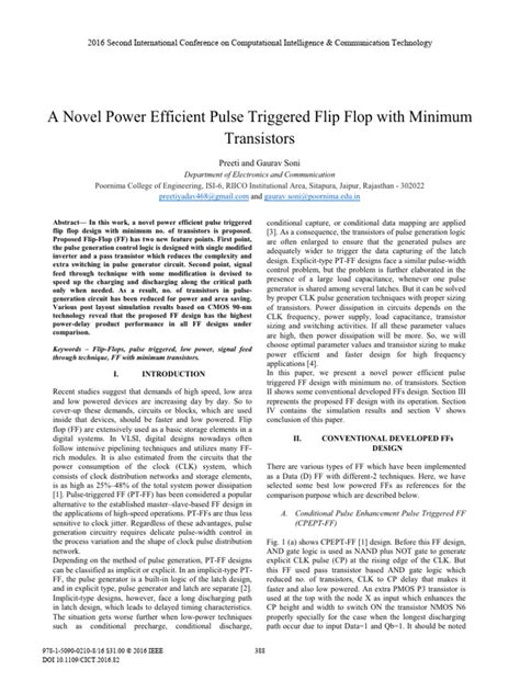 a novel power efficient pulse triggered flip flop with minimum pdf