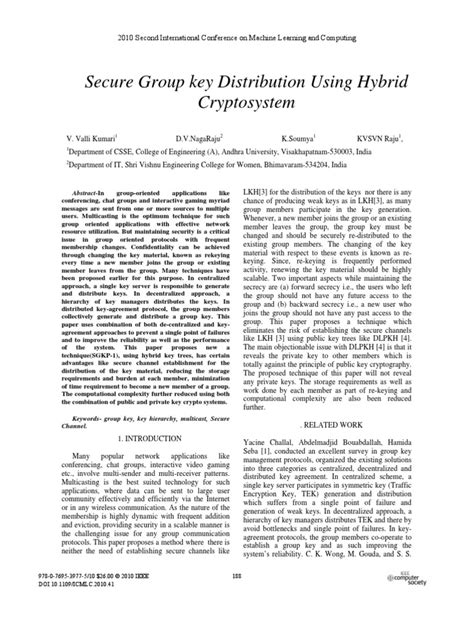 Secure Group Key Distribution Using Hybrid Cryptosystem Pdf Public