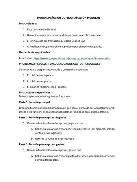 Parcial Práctico De Programación Modular Pdf