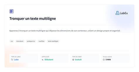 Tronquer Un Texte Multiligne Labex