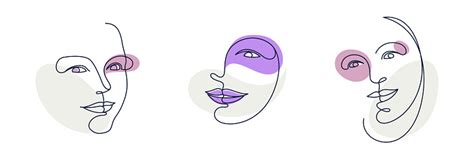 추상적 인 얼굴 소녀 벡터 초상화 세트 추상 미술 여성 머리 손으로 최소한의 현대 작품을 그린 인간의 얼굴 추상화 가공의 인물에 대한 스톡 벡터 아트 및 기타 이미지