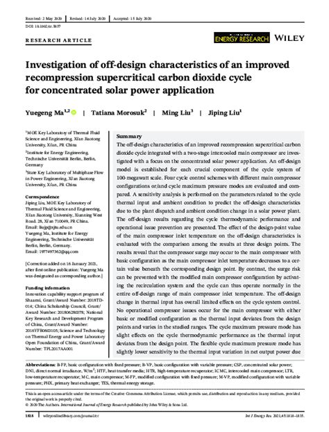 Pdf Investigation Of Off‐design Characteristics Of An Improved