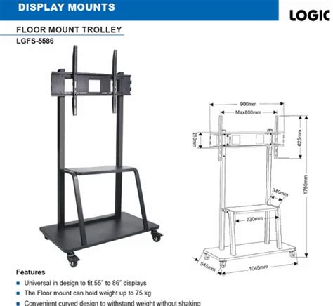 Logic Display Floor Stands Logic Coral Tv Trolley For 32 To 65 Display Trader Retailer