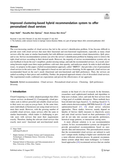 improved clustering based hybrid recommendation system to offer