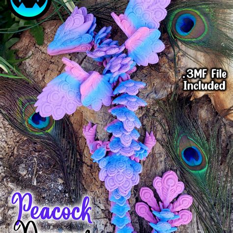 3d Printable Peacock Dragon By Cinderwing3d