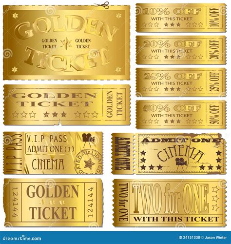 Gold Tickets Stock Vector Illustration Of Event Paper 24151338