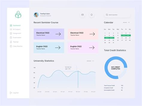 University Student Dashboard Class Routine Subjects And More