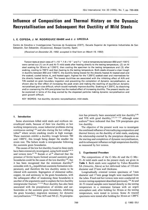 Pdf Influence Of Composition And Thermal History On The Dynamic
