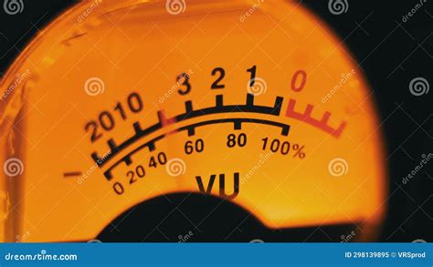 Analog Round Arrow Indicator Of Audio Signal Level With Yellow Backlight Stock Video Video Of