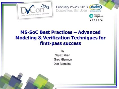 PPT MS SoC Best Practices Advanced Modeling Verification