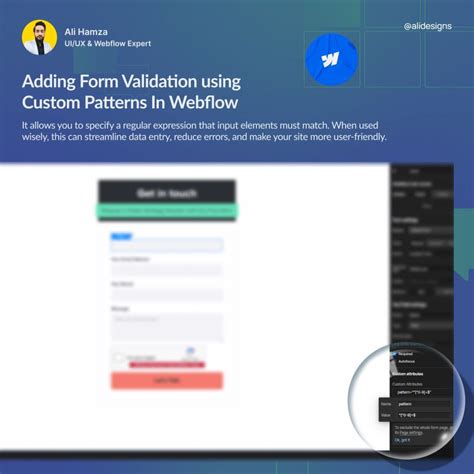 custom patterns in webflow for form validation ali hamza uiux