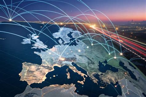 Digital World Map For Global Network Connectivity Stock Illustration Illustration Of