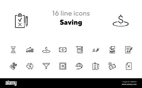 Saving Line Icon Set Stock Vector Image Art Alamy