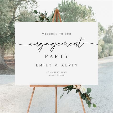 Engagement Welcome Sign Elegant Party Decor Editable Template
