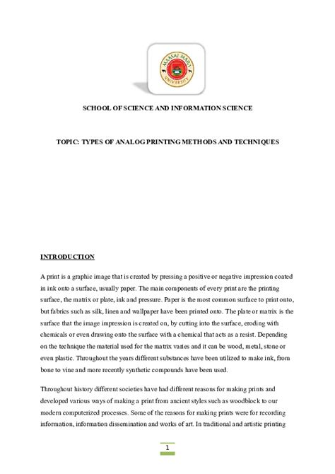 Doc All The Analogtraditional Printing Methods