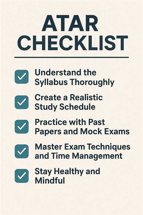 Atar Revision Checklist A Star Brisbane Maths Tutor