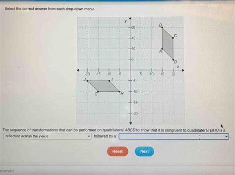 Solved Select The Correct Answer From Each Drop Down Menu Coordinate