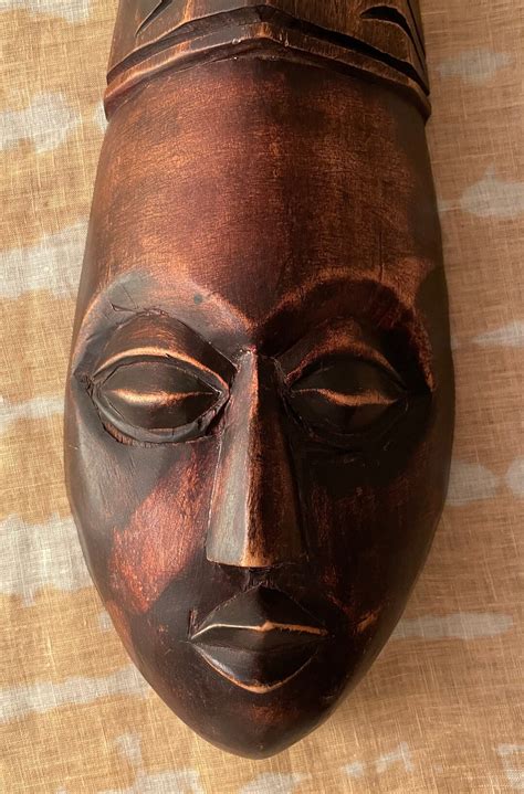 Hand Carved Ghana Face Mask Rustic Wood Etsy