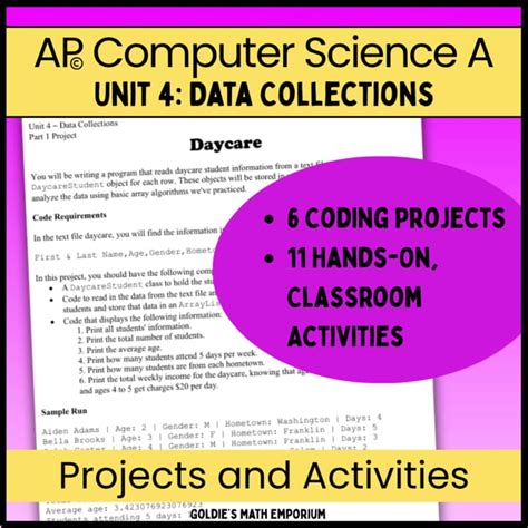 Ap® Csa Unit 4 Data Collections Goldies Projects And Activities