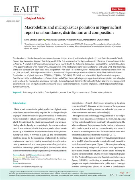 Pdf Macrodebris And Microplastics Pollution In Nigeria First Report