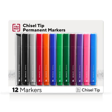 Tru Red Tank Permanent Markers Chisel Tip Assorted Colors Bold Ink