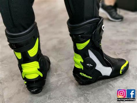 Alpinestars Smx Plus V2 Motorcycle Boots Road Race Black Fluo Yellow