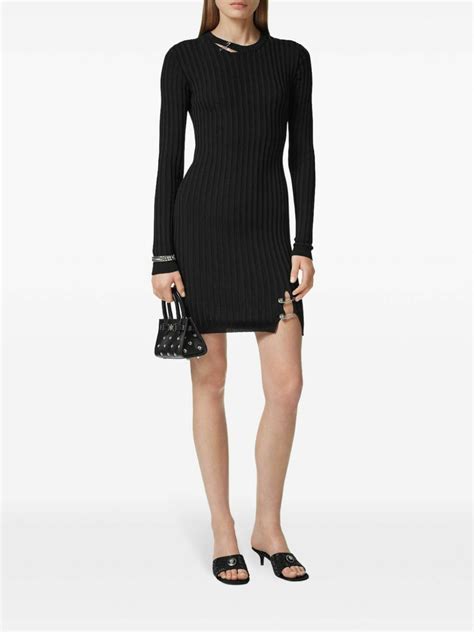Versace Safety Pin Ribbed Knit Mini Dress Versace