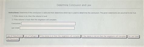 solved determine conclusion and law instructions determine if the conclusion is valid and then