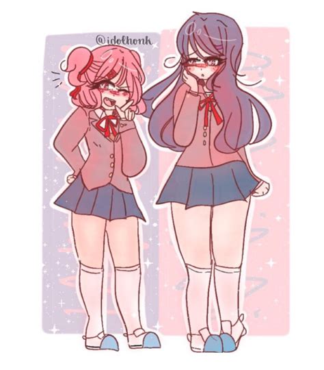 Natsuki And Yuri From Ddlc Nonglitchy Version Literature Club