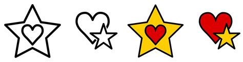 Icono De Estrella Y Corazón Simple Combinado Un Objeto Dentro De Otro