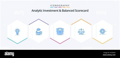 Analytic Investment And Balanced Scorecard 25 Blue Icon Pack Including Justice Balance Income