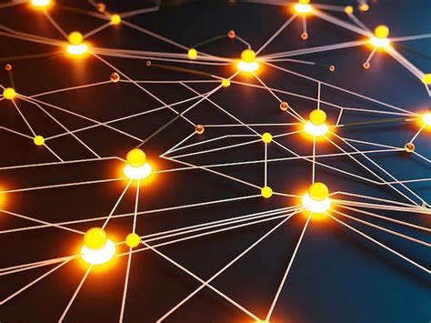Abstract Technology Network With Glowing Nodes And Lines Premium Ai Generated Image