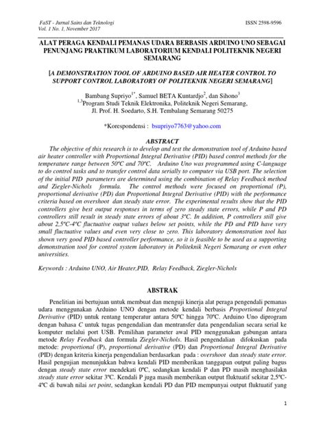 Alat Peraga Kendali Pemanas Udara Berbasis Arduino Uno Sebagai Penunjang Praktikum Laboratorium